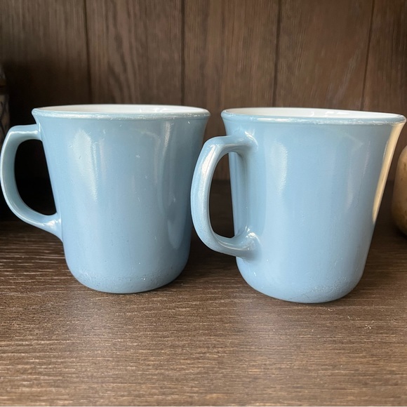 Pyrex | Dining | Set Of 2 Vintage Pyrex Slate Blue Milk Glass Mugs ...